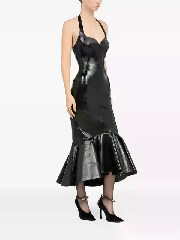 Roberto Cavalli Leather Midi Dress