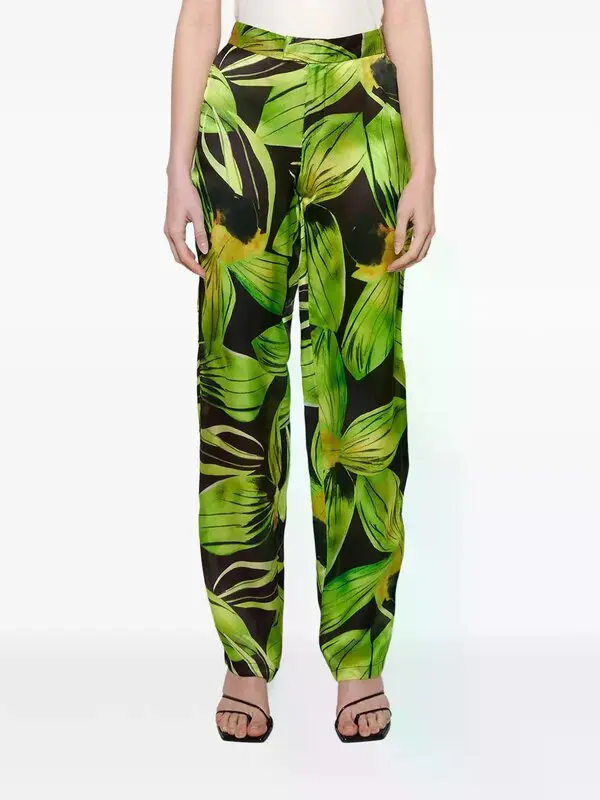 LOUISA BALLOU Leaf-print Trousers