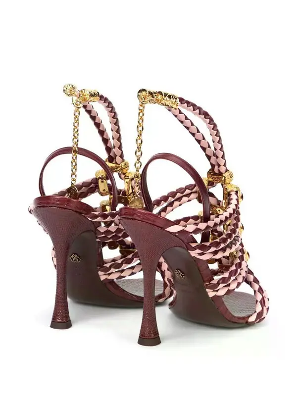 Roberto Cavalli Braided-leather Jewel-embellished Sandals