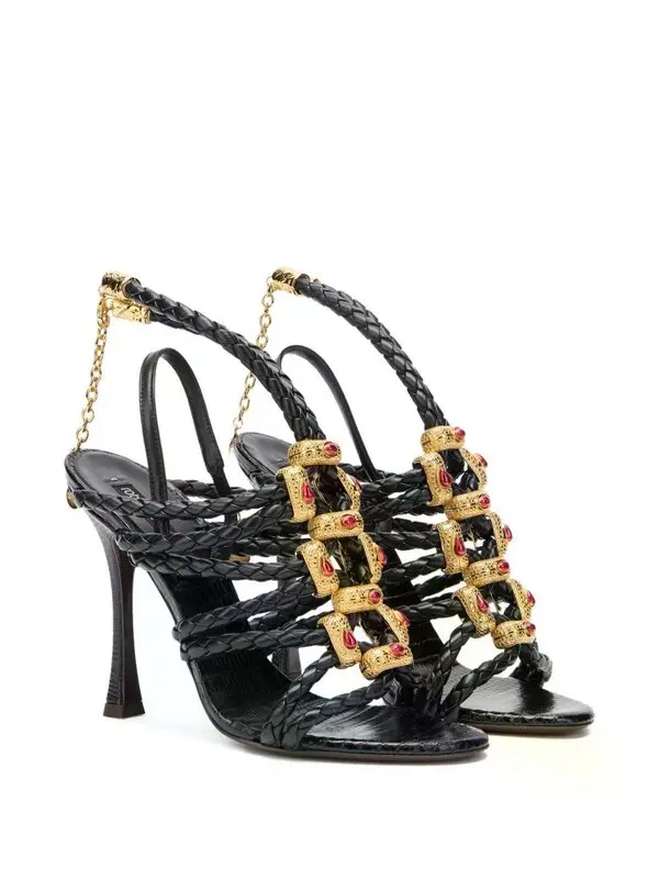 Roberto Cavalli Braided Stiletto Sandals