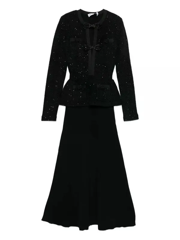 SELF-PORTRAIT Bow-embellished Midi Dress