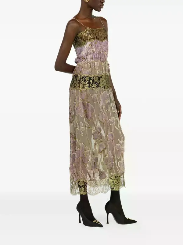Roberto Cavalli Floral-pattern Lace Dress
