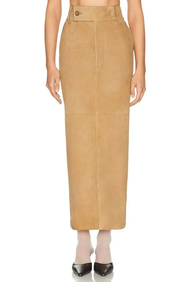 HELSA Suede Column Skirt