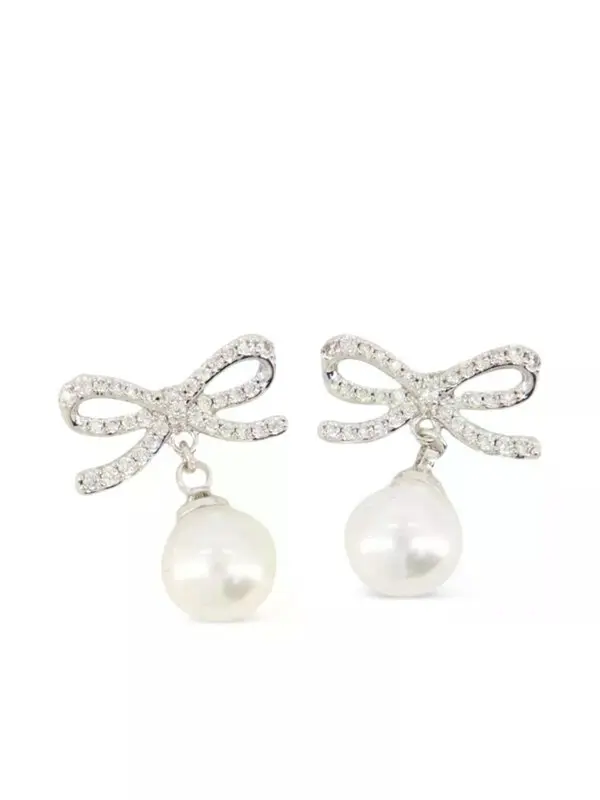 SELF-PORTRAIT Bow-detail Pearl Earrings - Silver