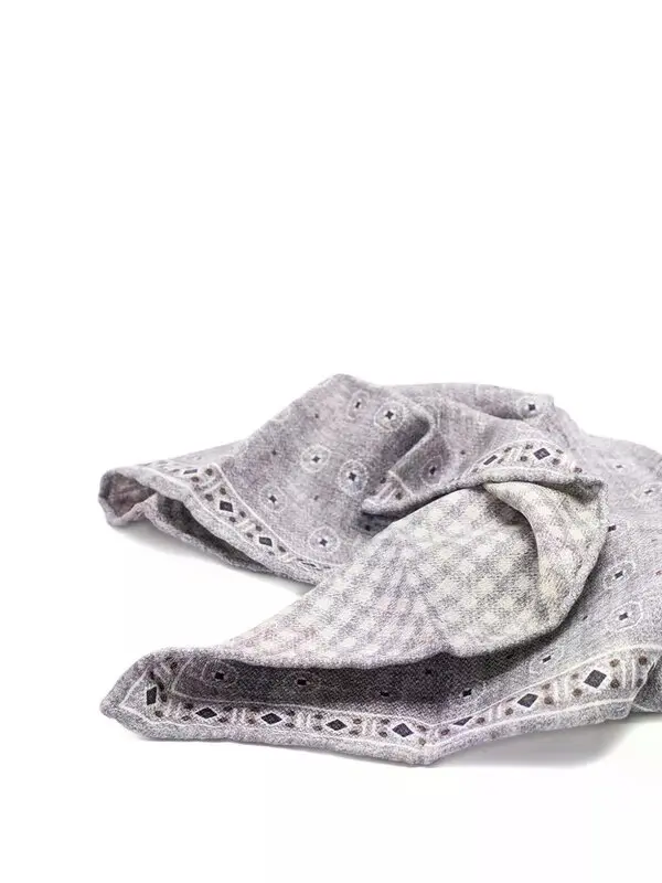 Brunello Cucinelli Patterned Silk Scarf - Grey