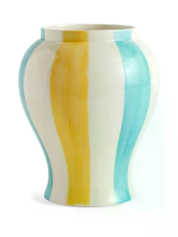HAY Striped Ceramic Vase - Green