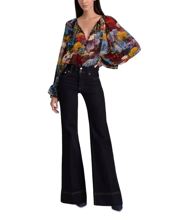 Alice + Olivia Josephine Split Neck Top