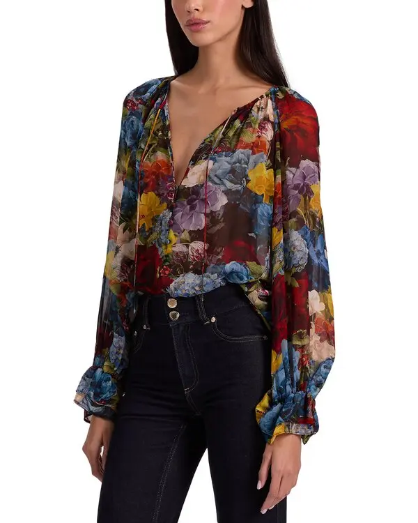 Alice + Olivia Josephine Split Neck Top
