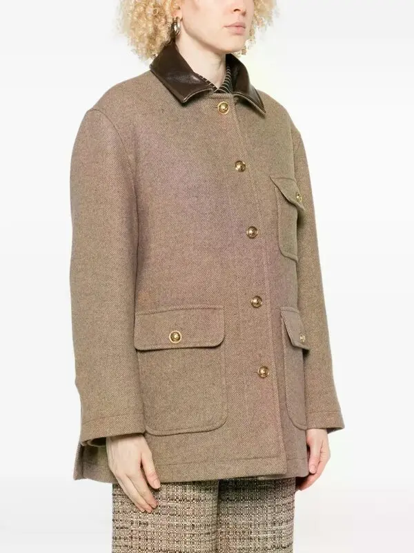 Sandro Contrast Collar Single-breasted Coat