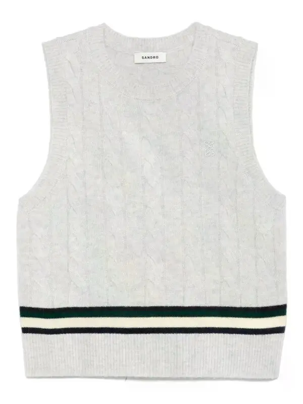 Sandro Cable Knit Vest - Grey