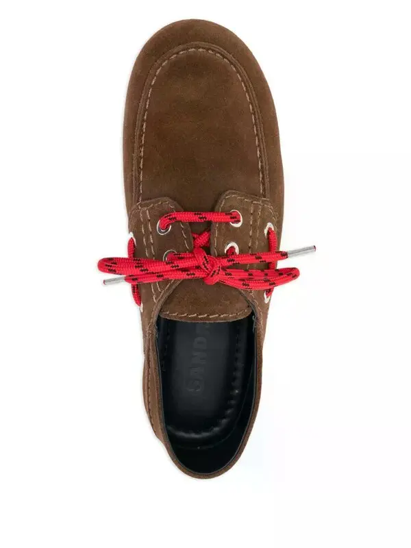 Sandro Suede Lace-up Boat Shoes - Brown