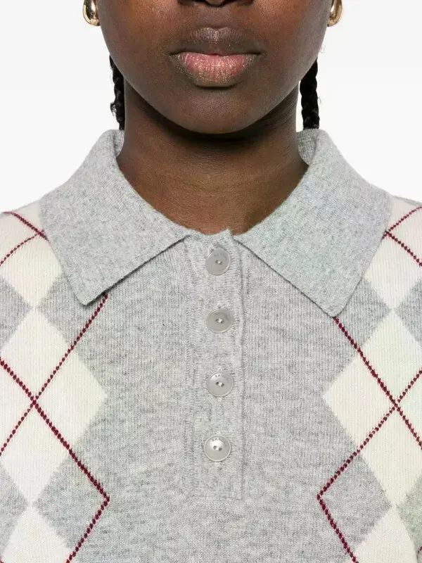 Sandro Argyle-pattern Polo Top