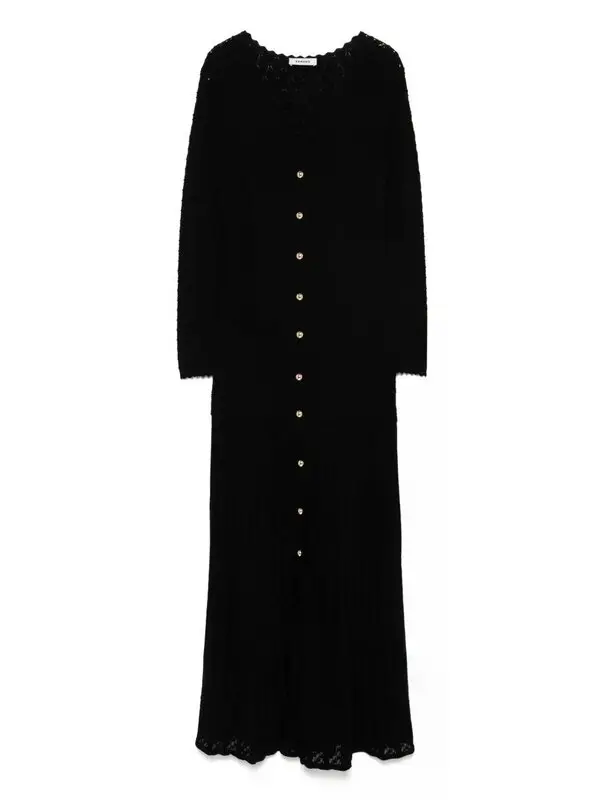 Sandro Knitted Maxi Dress With Abstract Pattern - Black