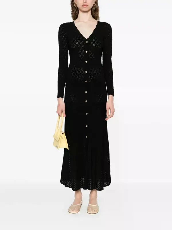 Sandro Knitted Maxi Dress With Abstract Pattern - Black