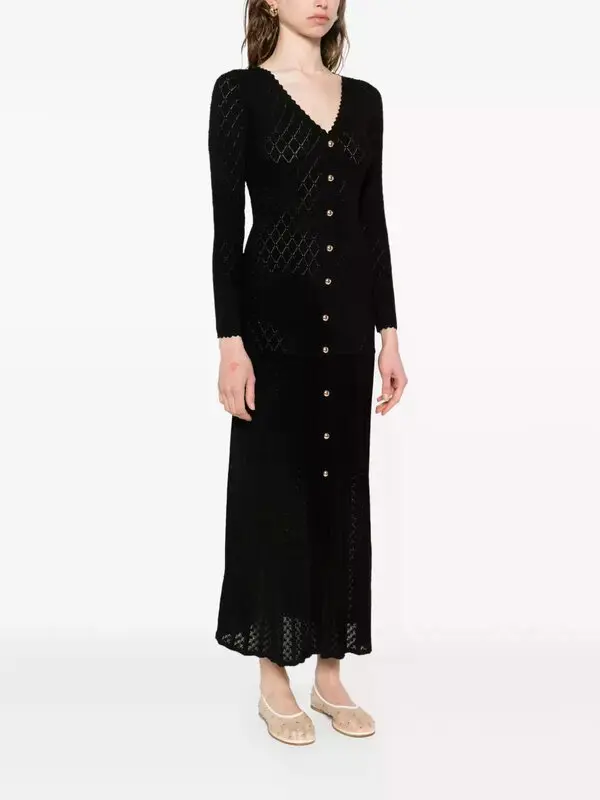 Sandro Knitted Maxi Dress With Abstract Pattern - Black