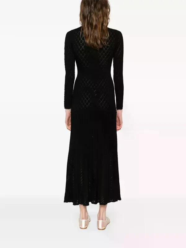 Sandro Knitted Maxi Dress With Abstract Pattern - Black
