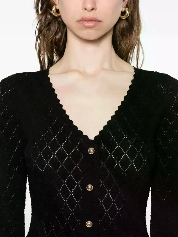 Sandro Knitted Maxi Dress With Abstract Pattern - Black