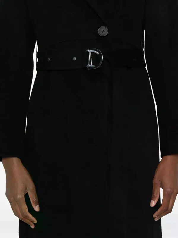Maje Belted Coat With Faux Fur Collar