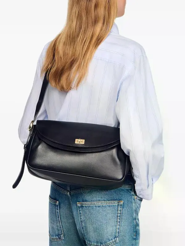 Sandro Le Mambo Leather Shoulder Bag - Black