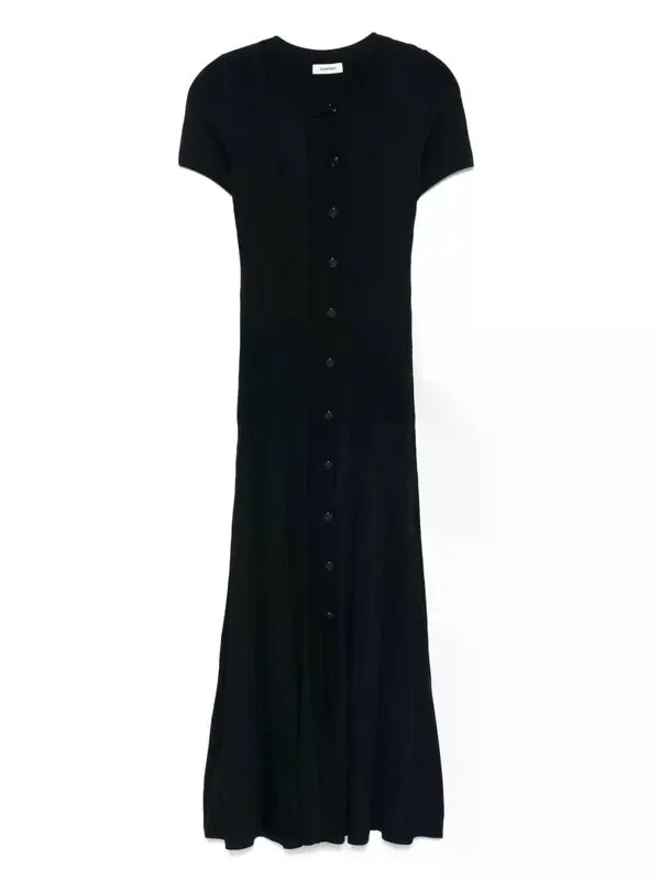 Sandro Knit Maxi Dress With Button Placket - Blue