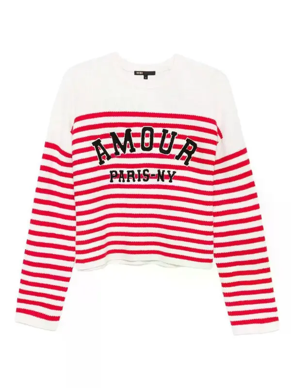 Maje Striped Embroidered Sweater