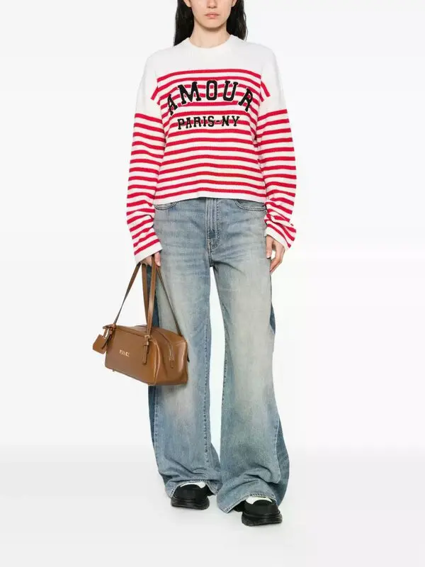 Maje Striped Embroidered Sweater