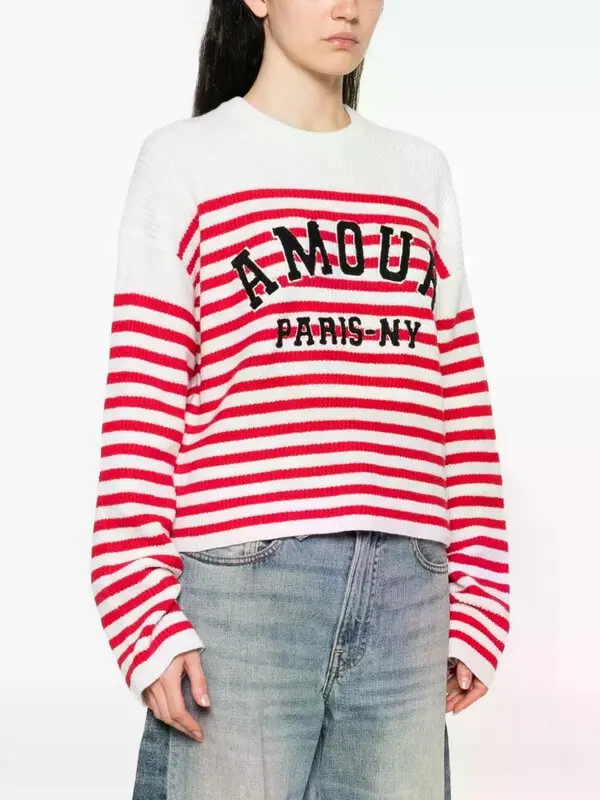 Maje Striped Embroidered Sweater