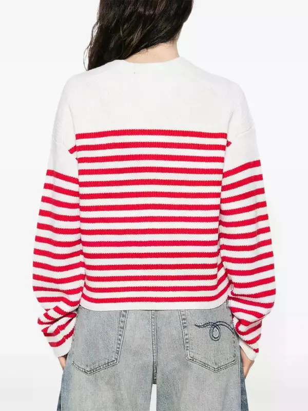 Maje Striped Embroidered Sweater