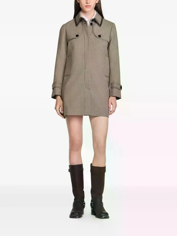 Sandro Check-patterned Trench Coat