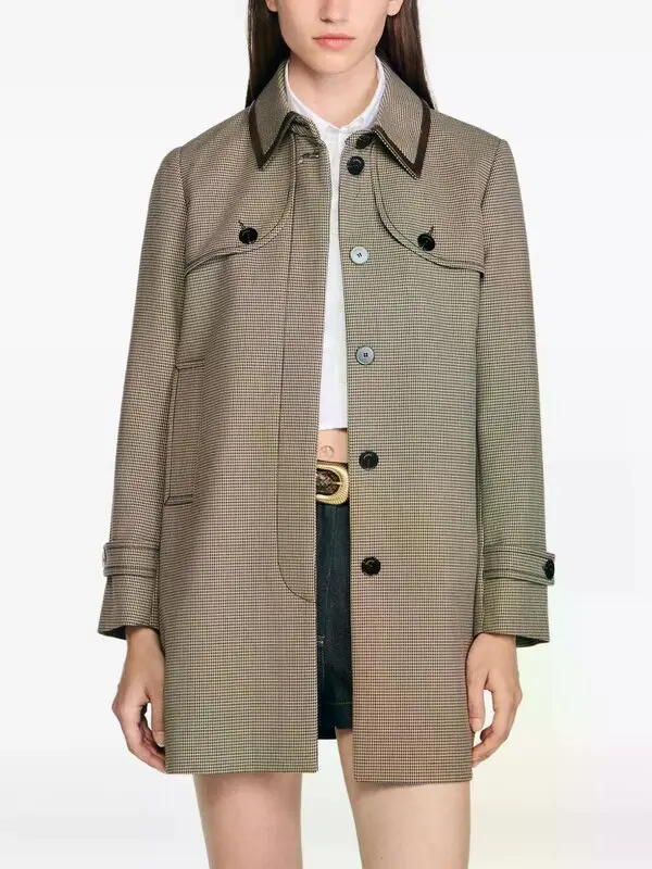 Sandro Check-patterned Trench Coat