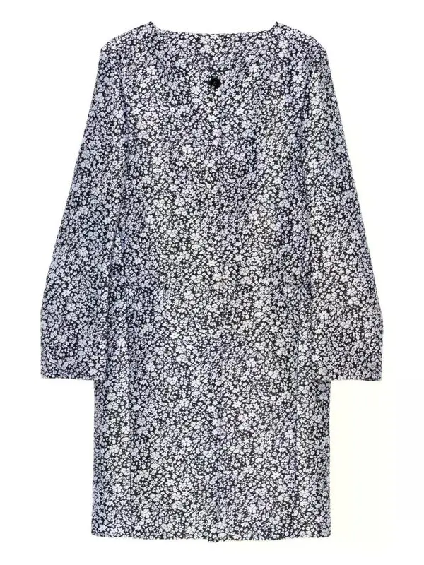 TOTEME Floral Print Collarless Coat - Black