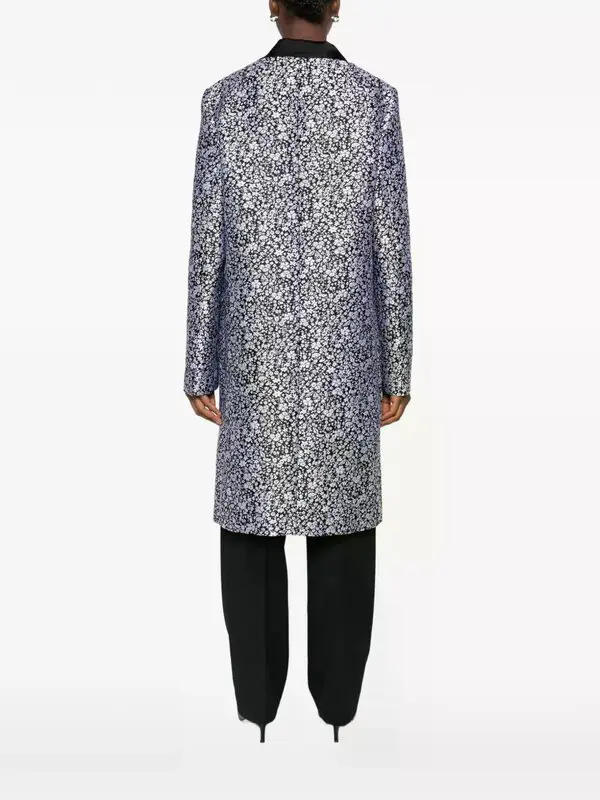 TOTEME Floral Print Collarless Coat - Black