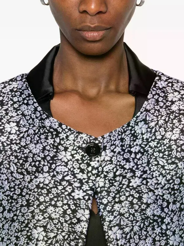 TOTEME Floral Print Collarless Coat - Black