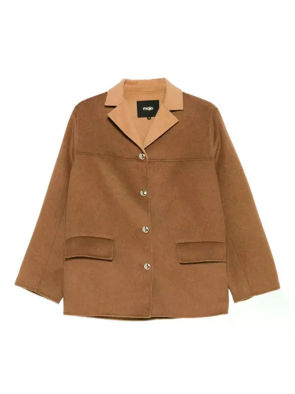 Maje Contrasting-collar Wool Coat