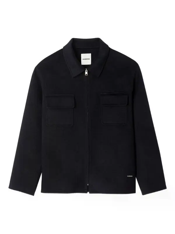 Sandro Wool Blend Shirt Jacket