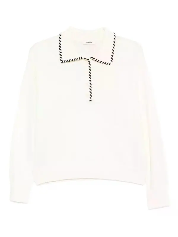 Sandro Braided-trims Polo Top - Neutrals