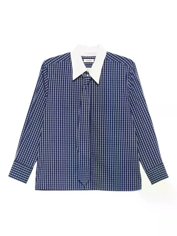 Sandro Checked Tie-neck Blouse