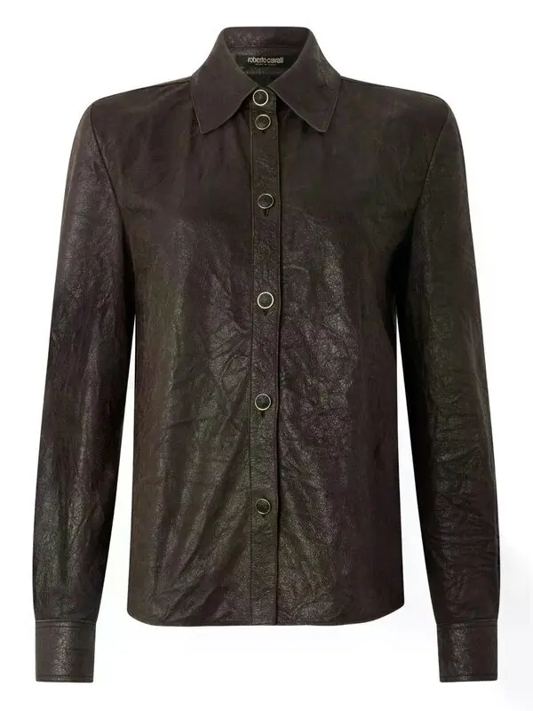 Roberto Cavalli Buttoned Leather Shirt