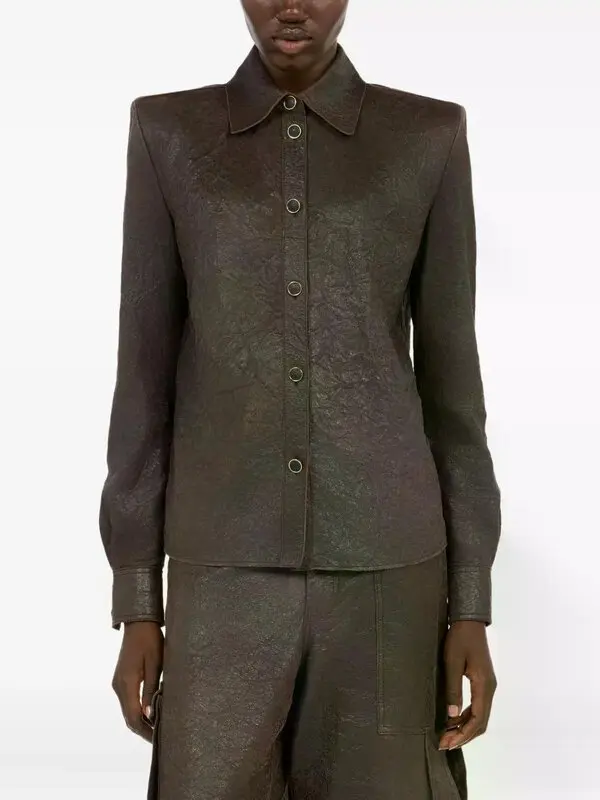 Roberto Cavalli Buttoned Leather Shirt