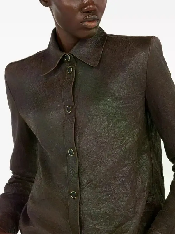 Roberto Cavalli Buttoned Leather Shirt