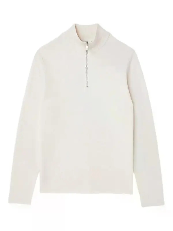 Sandro High-neck Zip-front Sweater - White