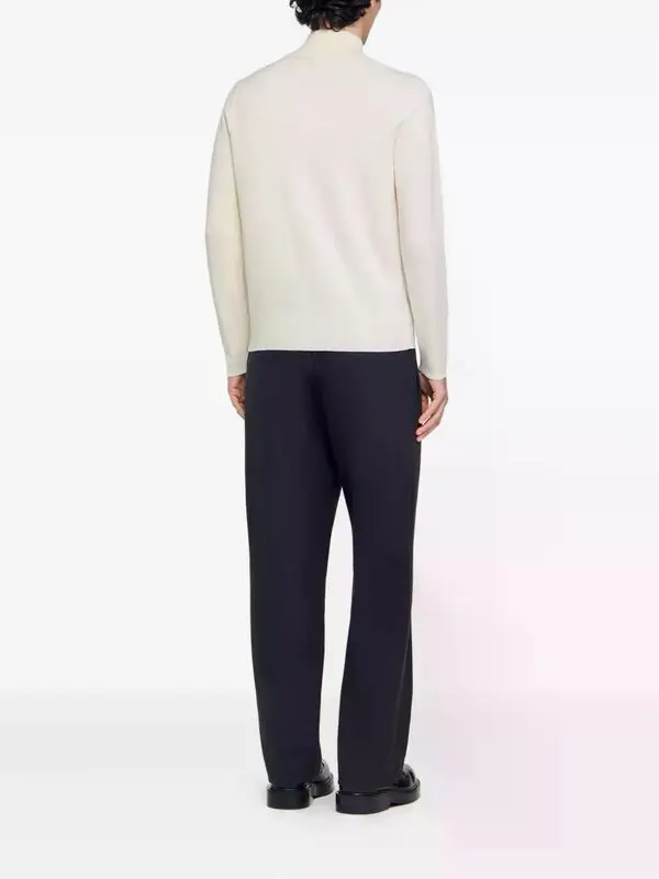 Sandro High-neck Zip-front Sweater - White