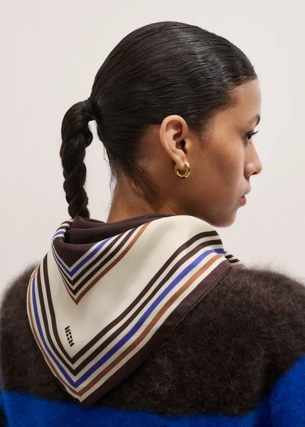 ME+EM Multi Border Scarf - Chocolate Multi
