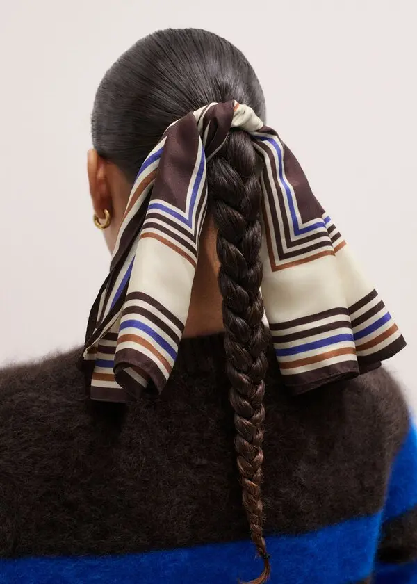 ME+EM Multi Border Scarf - Chocolate Multi