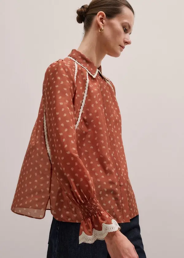 ME+EM Spaced Paisley Motif Print Blouse