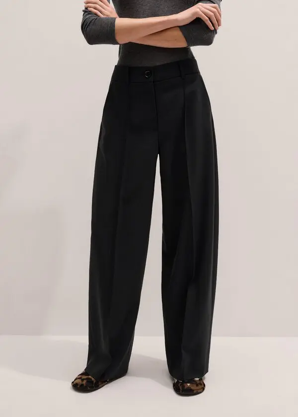 ME+EM Pintuck Tapered Trouser - Black