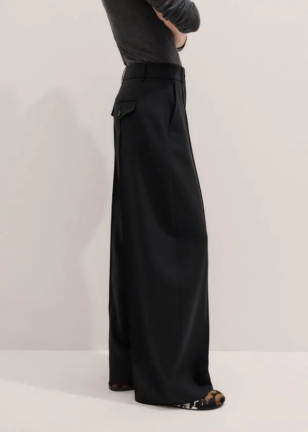 ME+EM Pintuck Tapered Trouser - Black