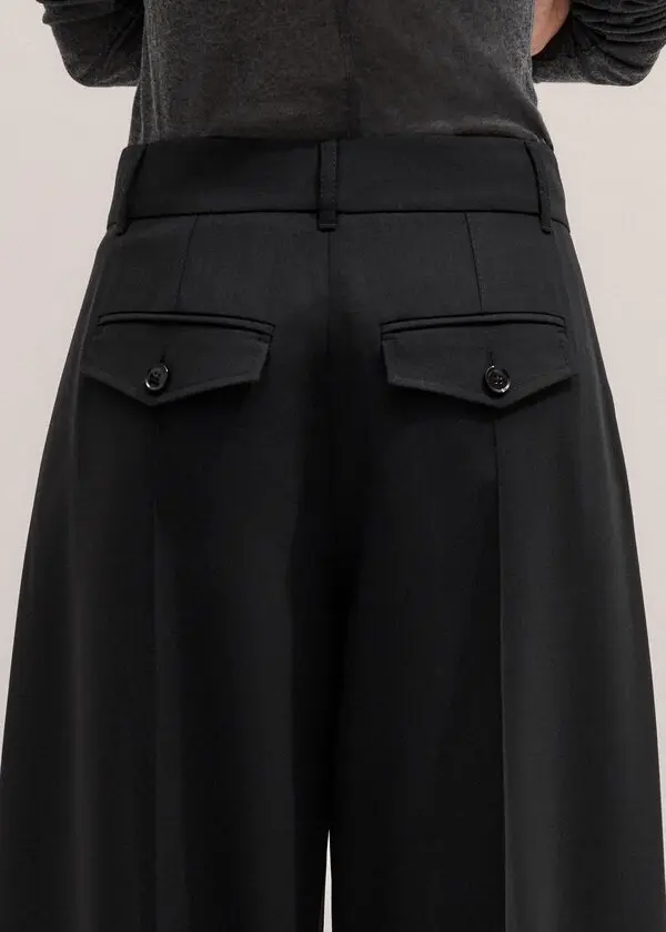 ME+EM Pintuck Tapered Trouser - Black
