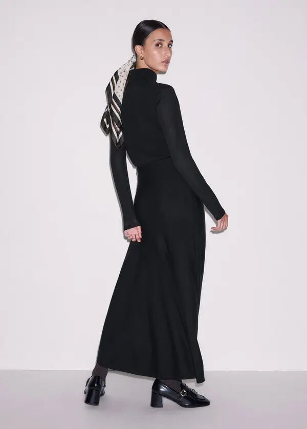 ME+EM High Neck Knit Maxi Dress With Layering Top - Black | Editorialist