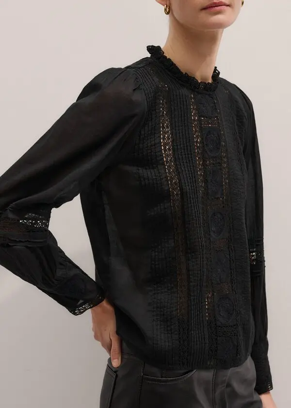 ME+EM Cotton Voile Lace Top